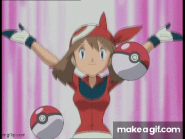 Pokemon - May Throwing Pokeballs on Make a GIF
