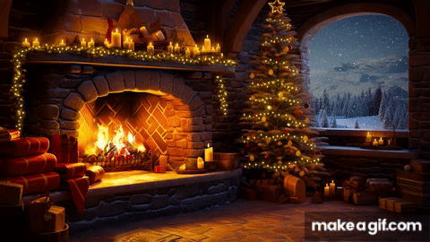 Christmas Fireplace Gif 4k
