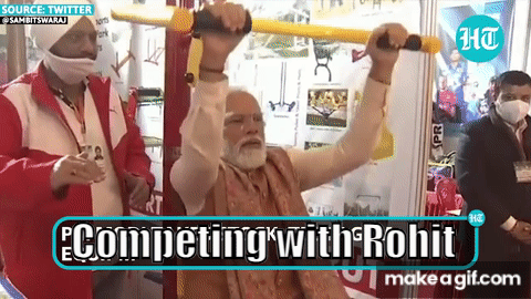 Modiji competing with Rohit on Make a GIF