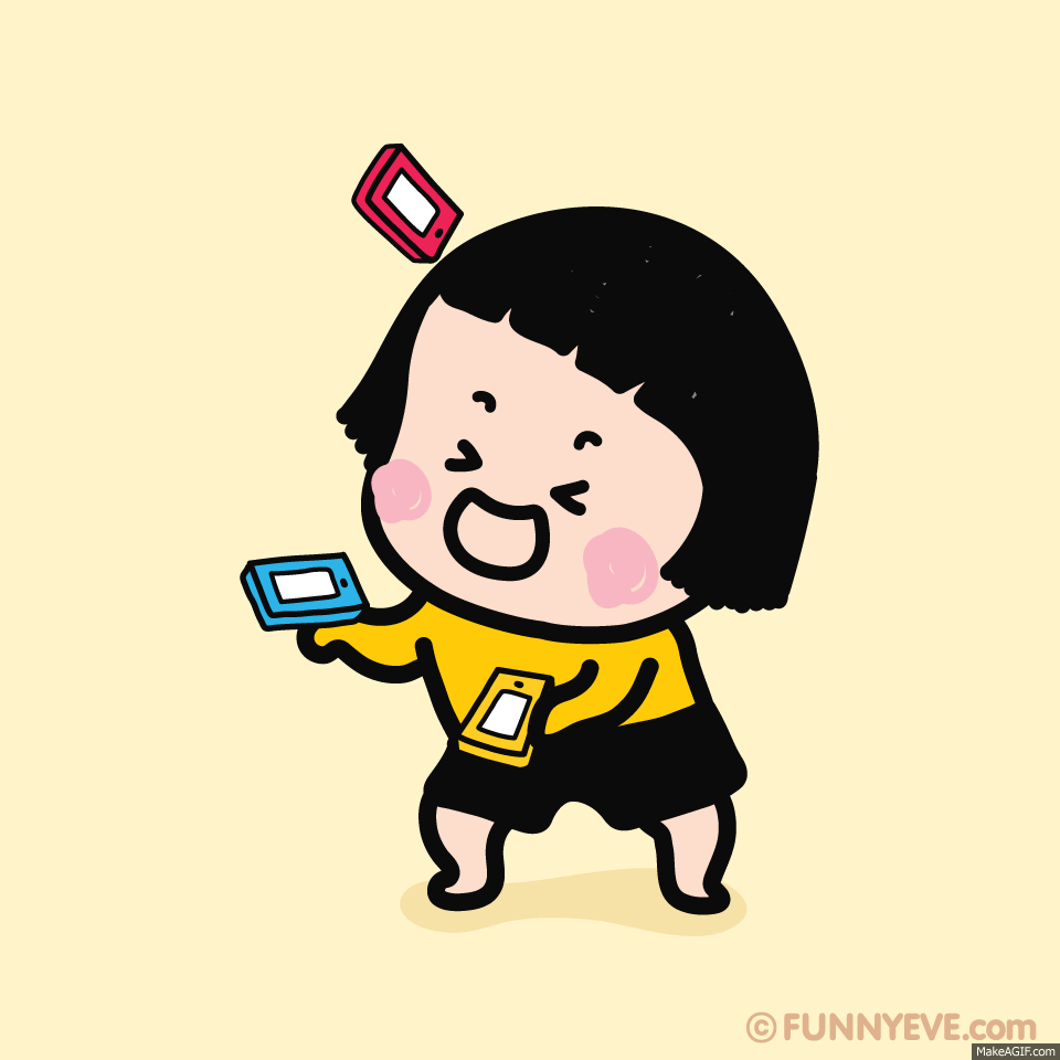 Mobile Girl Juggling Mobiles on Make a GIF
