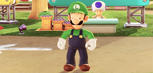 evershadevalley:Super Mario Party - Luigi’s idle animations on Make a GIF