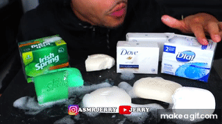 ASMR EATING EDIBLE SOAP BAR AND BUBBLES *FAKE* SATISFYING CRUNCHING ...