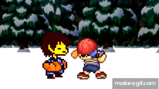 Frisk vs Ness (Undertale vs Earthbound) sprite animation on Make a GIF
