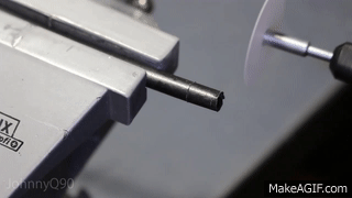 Cutting plastic tube with paper on Make a GIF