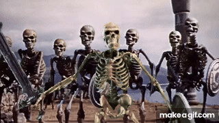 Skeleton Banging Shield HD on Make a GIF
