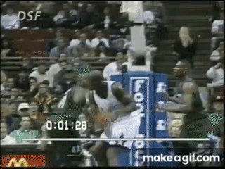 Shaquille O'Neal 3 Point Shoot (really happened at Magic) on Make a GIF