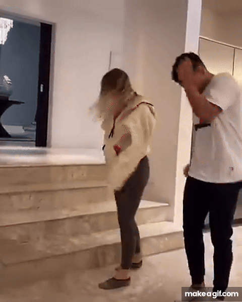 Perrie Edwards and Alex Oxlade Chamberlain - Stair Shuffle on Make a GIF