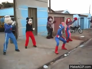 Mickey, Capitão América, Fofão e Popeye se acabam no pagode on Make a GIF