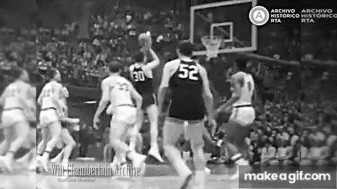 Wilt Chamberlain in College - At The Top of The Backboard? on Make a GIF