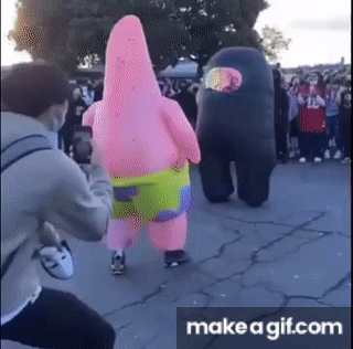 Patrick and Among Us fight on Make a GIF