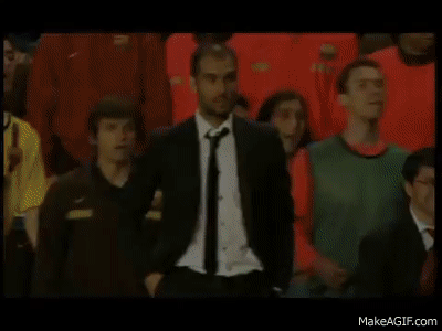 Pep Guardiola || Reaction after Iniesta's goal Vs. Chelsea on Make a GIF