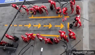 F1 Pit Stops 1950 vs 2013: Quick Changeover / SMED on Make a GIF