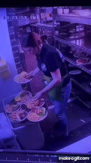 Waitress drops 10 plates in the trash on Make a GIF