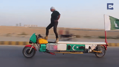 Pakistani Cop Performs Stunts On Bike on Make a GIF