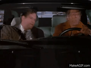 Kramer test drives car on Seinfeld on Make a GIF