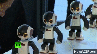 '100 Robi': Dwarf Japanese break-dancing robot army on Make a GIF