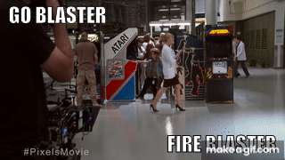 PIXELS fire blaster - Peter Dinklage Battles Pac-Man on Make a GIF