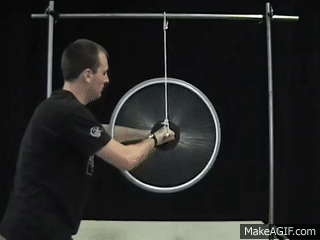 MIT Physics Demo -- Bicycle Wheel Gyroscope on Make a GIF