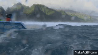 Wave hits boat - Accident at Teahupoo on Make a GIF