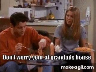 Joey and Rachel eating spaghetti !! (From Friends) on Make a GIF
