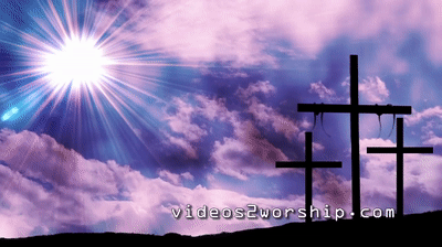3 Empty Crosses Eastrer Worship Background on Make a GIF