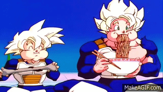 Goku y Gohan Comiendo on Make a GIF