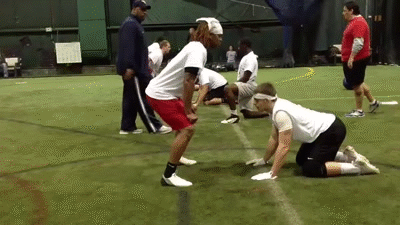 Youth Football Hand Placement Offensive Line Drill on Make a GIF
