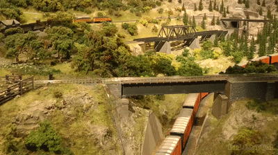 Wonderful US model railroad layout in HO scale on Make a GIF