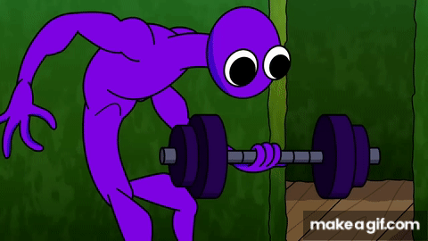 RAINBOW FRIENDS: Buff Purple Muscle Growth Flexing on Make a GIF