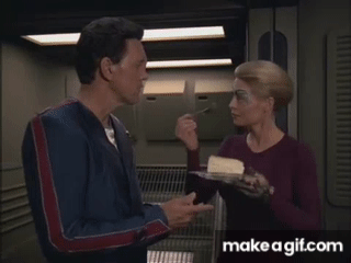 Seven of Nine eating cheesecake on Make a GIF
