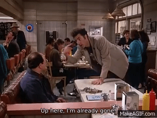 Seinfeld S03E22 - Kramer - Up here, I'm already gone! on Make a GIF