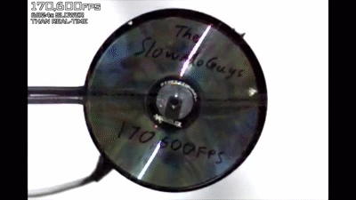 CD Shattering at 170,000FPS! - The Slow Mo Guys on Make a GIF