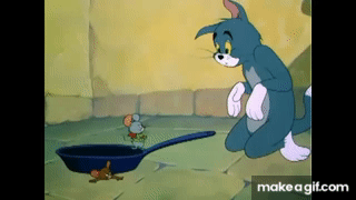 Tom and Jerry: Tom with his head in the shape of the pan on Make a GIF