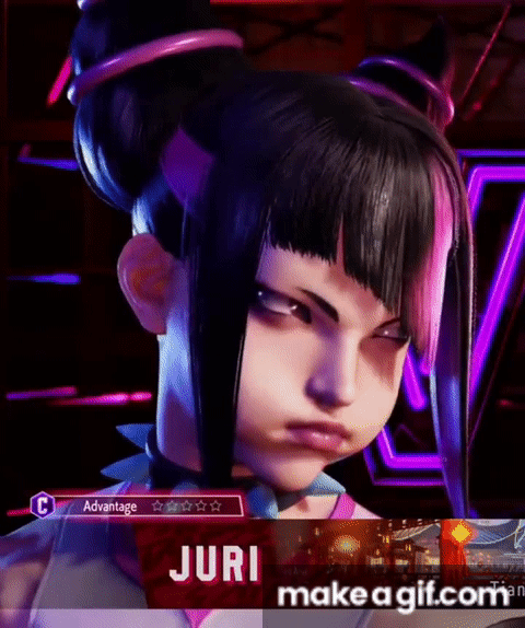 SF6 - Juri Pulling Faces during the Face Animation Screen!! on Make a GIF