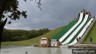 Girl Does Backflop Off Huge Water Slide on Make a GIF