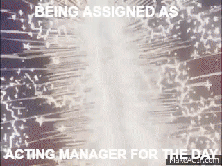 When assigned as Acting Manager for the day on Make a GIF