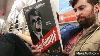 Taking Fake Book Covers on the Subway on Make a GIF