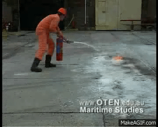 Fire fighting - Dry powder & Foam on oil Spill on Make a GIF