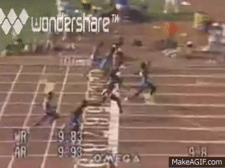 Carl Lewis 100m Fastest Time Ever!!!!!! on Make a GIF