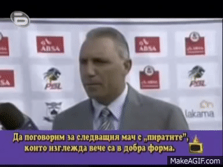 Hristo Stoichkov giving an interview in English on Make a GIF