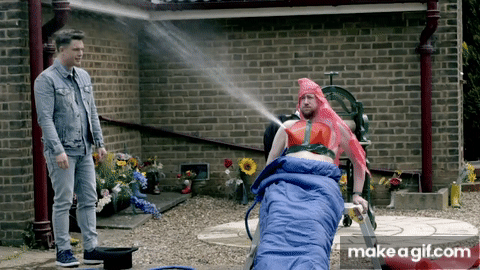 Taskmaster Alex Horne water feature merman on Make a GIF