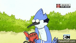 Mordecai book throw on Make a GIF