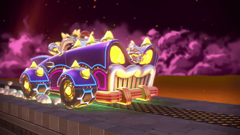 Bowser driving in his car on Make a GIF