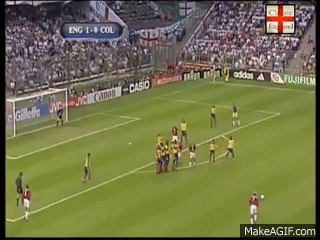 David Beckham Free Kick England vs Colombia 26 06 1998 on Make a GIF