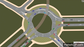 PTV Vissim: A Roundabout with Tram Priority on Make a GIF