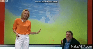 Peter Kay crawls onto BBC North West Tonight weather set on Make a GIF