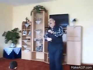 Techno Grandpa going mad in front of kids on Make a GIF