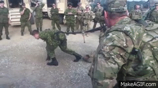 One on one soldier Tug of War, Canada vs USA on Make a GIF