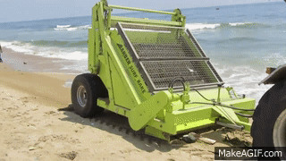 Cleantec Infra Pvt Ltd demonstrating H Barber Surf Rake, Beach Cleaning ...