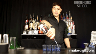 How to Pour Multiple Shots | Bartending School on Make a GIF